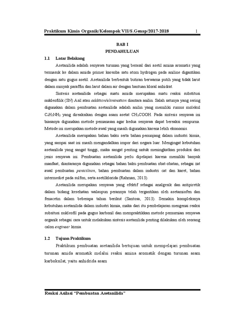 Laporan PKO Asetanilida Kelompok 7 | PDF