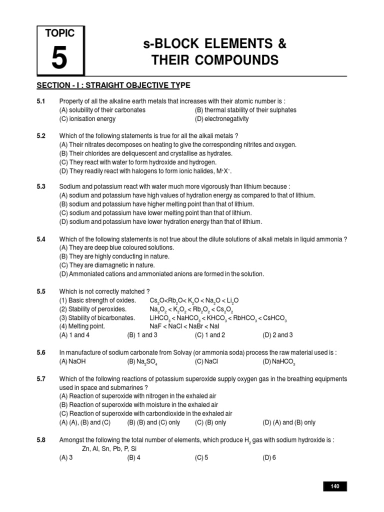 S-Block Elements & Their Compound - Done.p65 | PDF | Sodium | Hydroxide