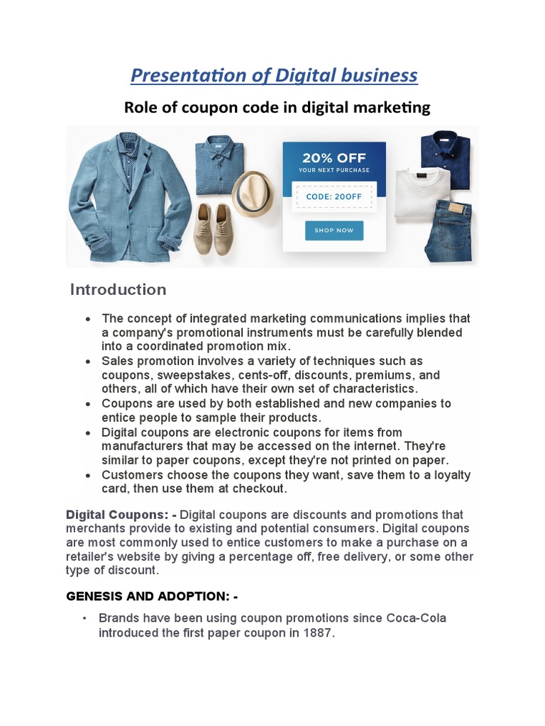 Presentation of Digital Business | PDF | Coupon | Promotion (Marketing)
