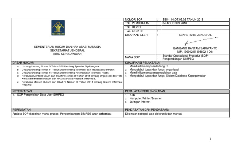SOP Pengembangan SIMPEG | PDF