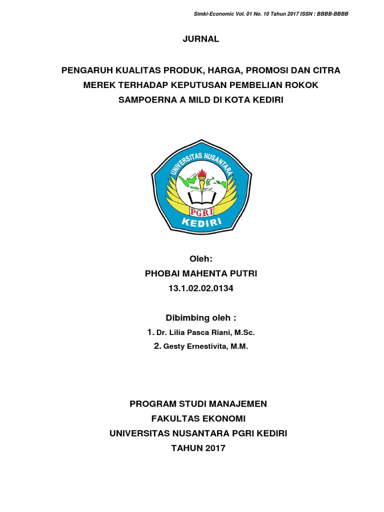 Dr. Lilia Pasca Riani, M.Sc. Gesty Ernestivita, M.M.: Simki-Economic Vol. 01 No. 10 Tahun 2017 ...