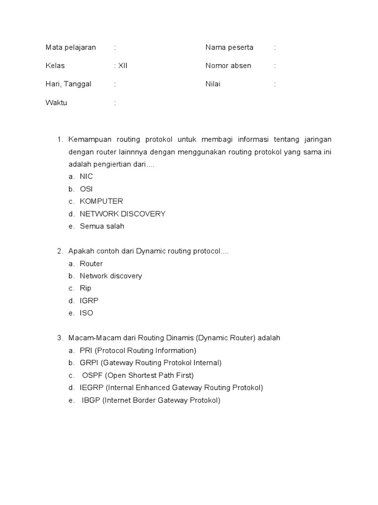 Soal Ujian TKJ Xii... | PDF | Komputer | Teknologi & Rekayasa