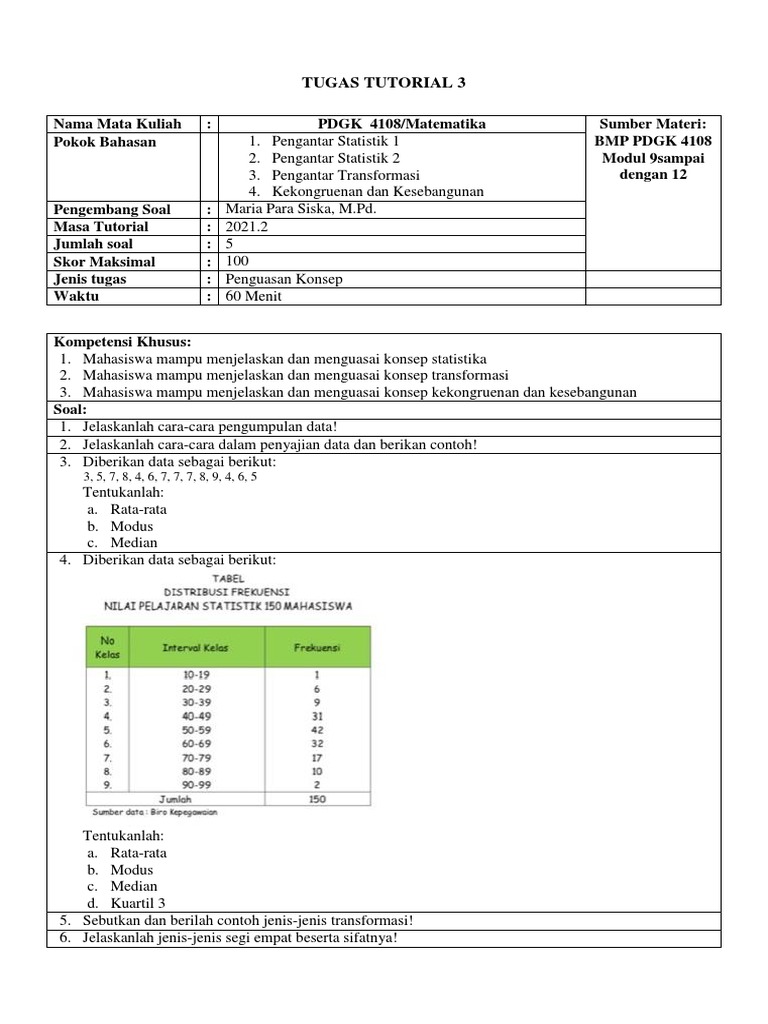 Tugas Tutorial 3 PDGK4108 | PDF
