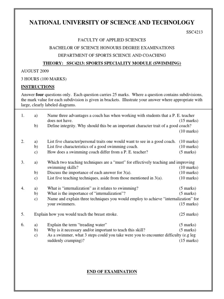 SSC4213200908 Theory - Sports Speciality Module - Swimming | PDF ...
