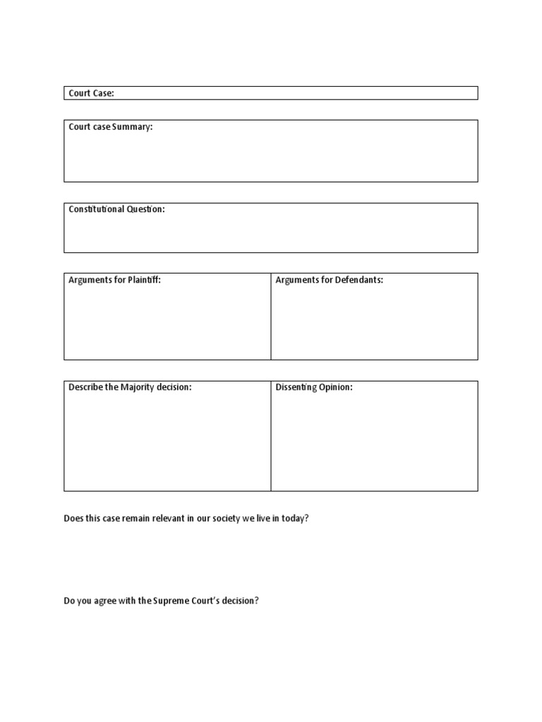 Supreme Court Case Graphic Organizer | PDF