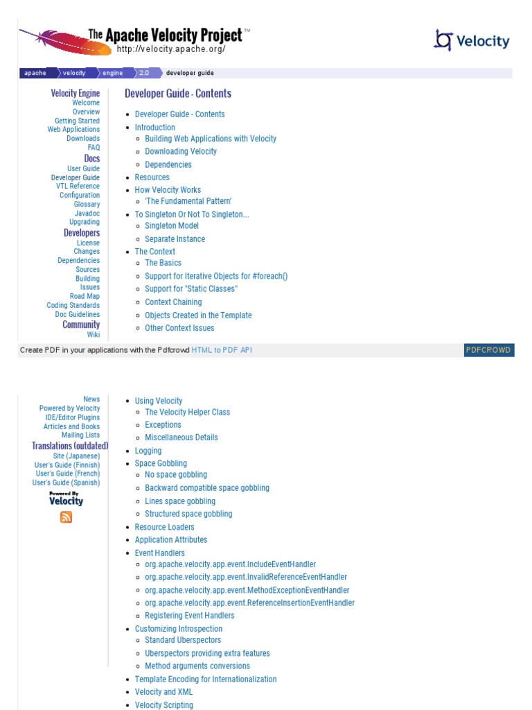 Apache Velocity-Developer Guide | PDF | Class (Computer Programming) | Java (Programming Language)