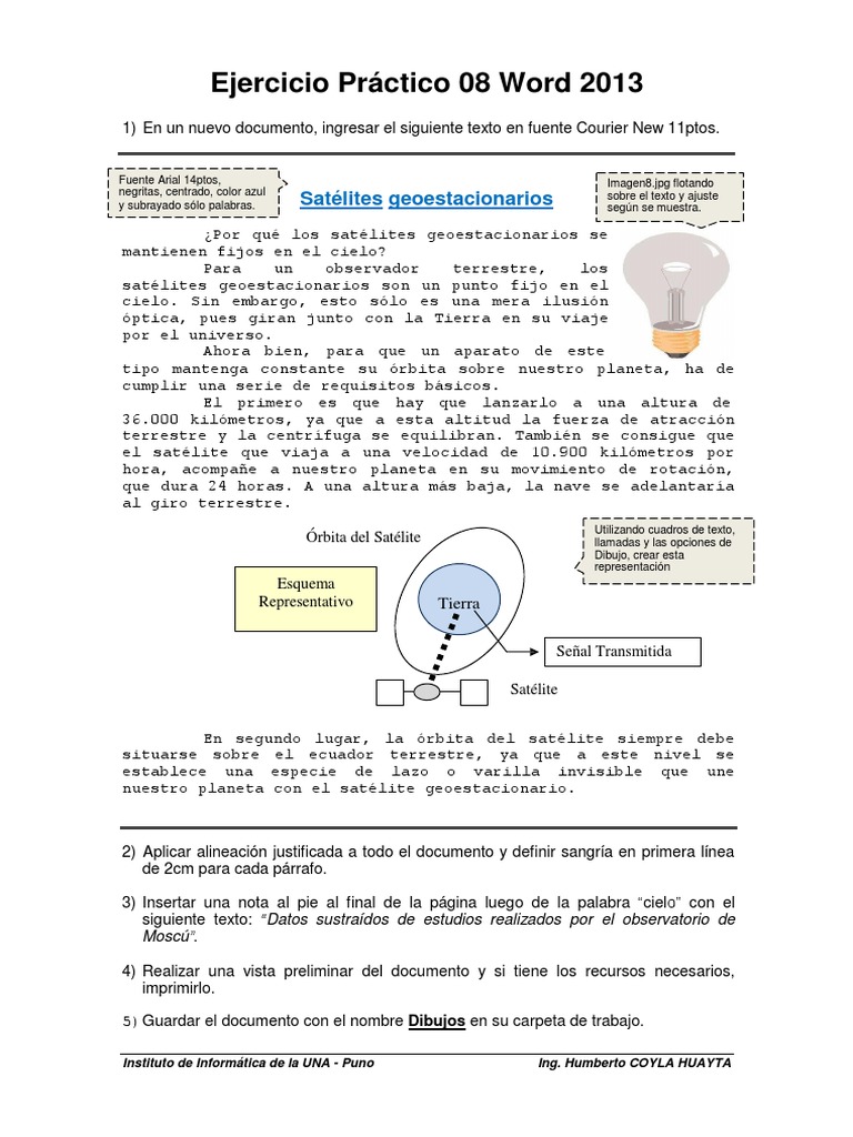 Ejpractico 08 Word | PDF | Tierra | Satélite