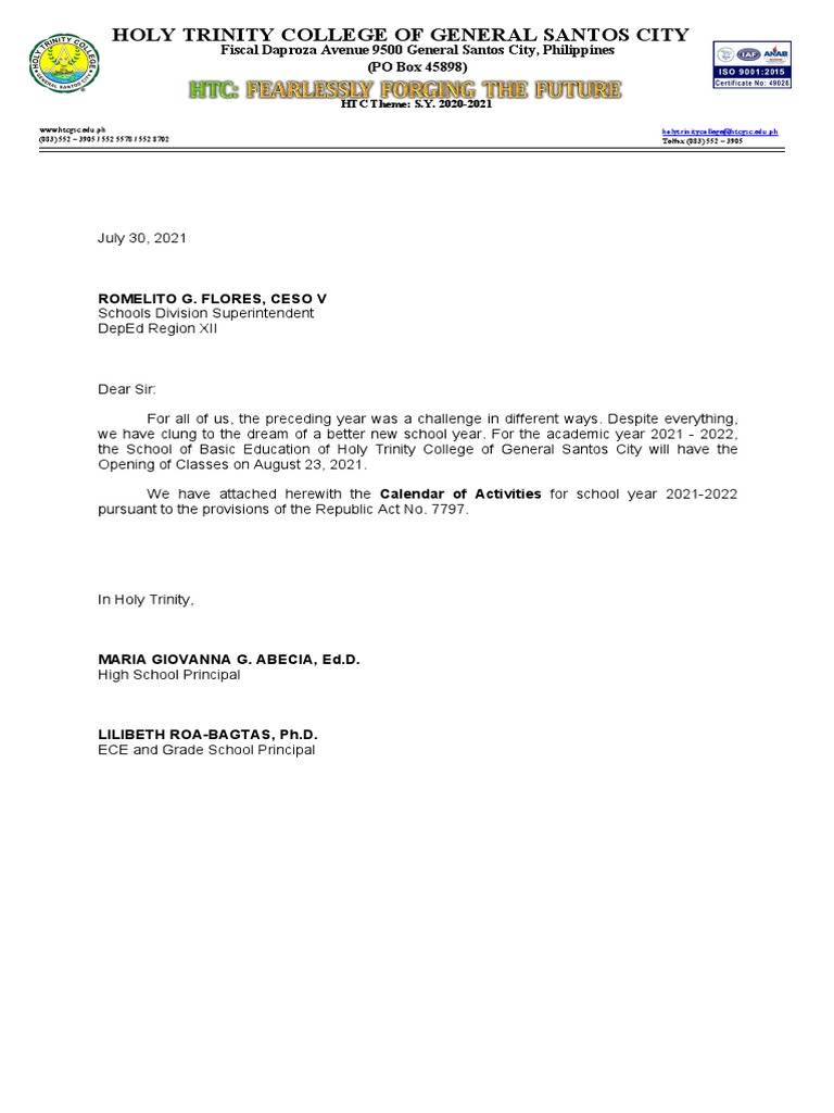 Letter of Intent For COA | PDF