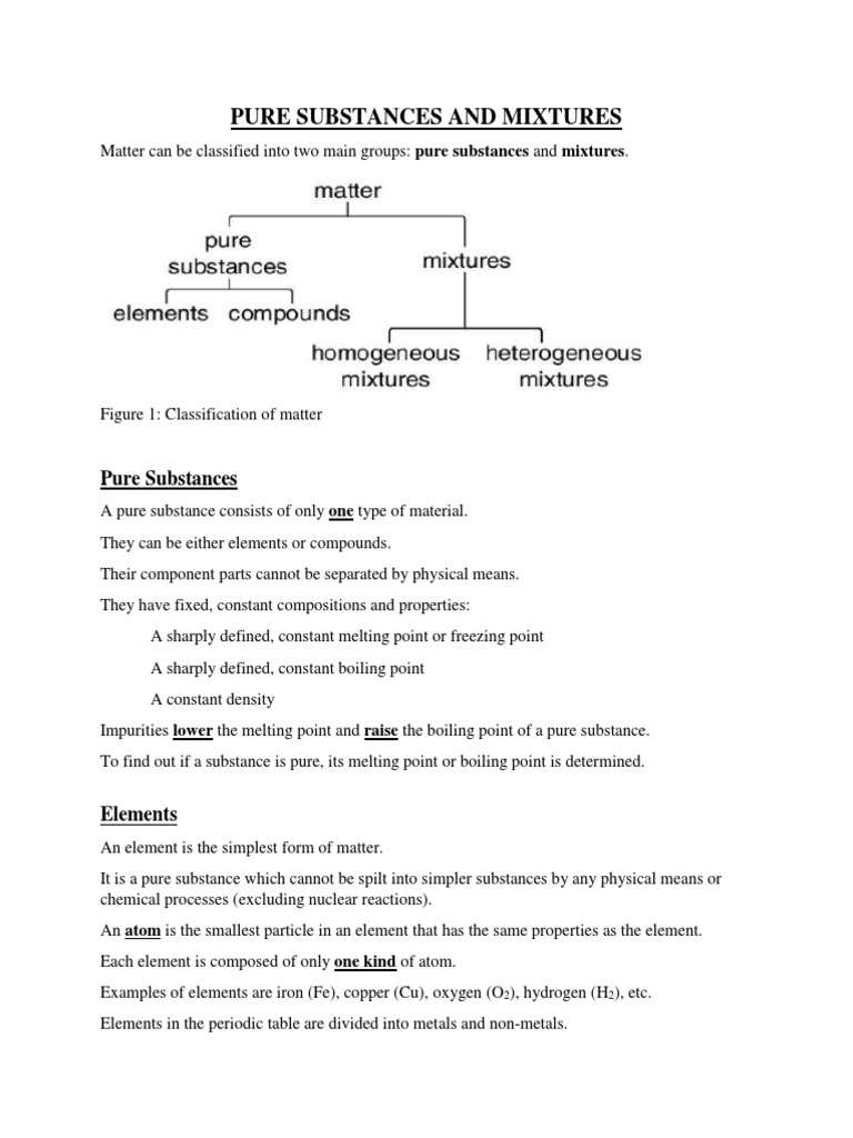 Pure Substances and Mixtures | PDF | Solution | Mixture