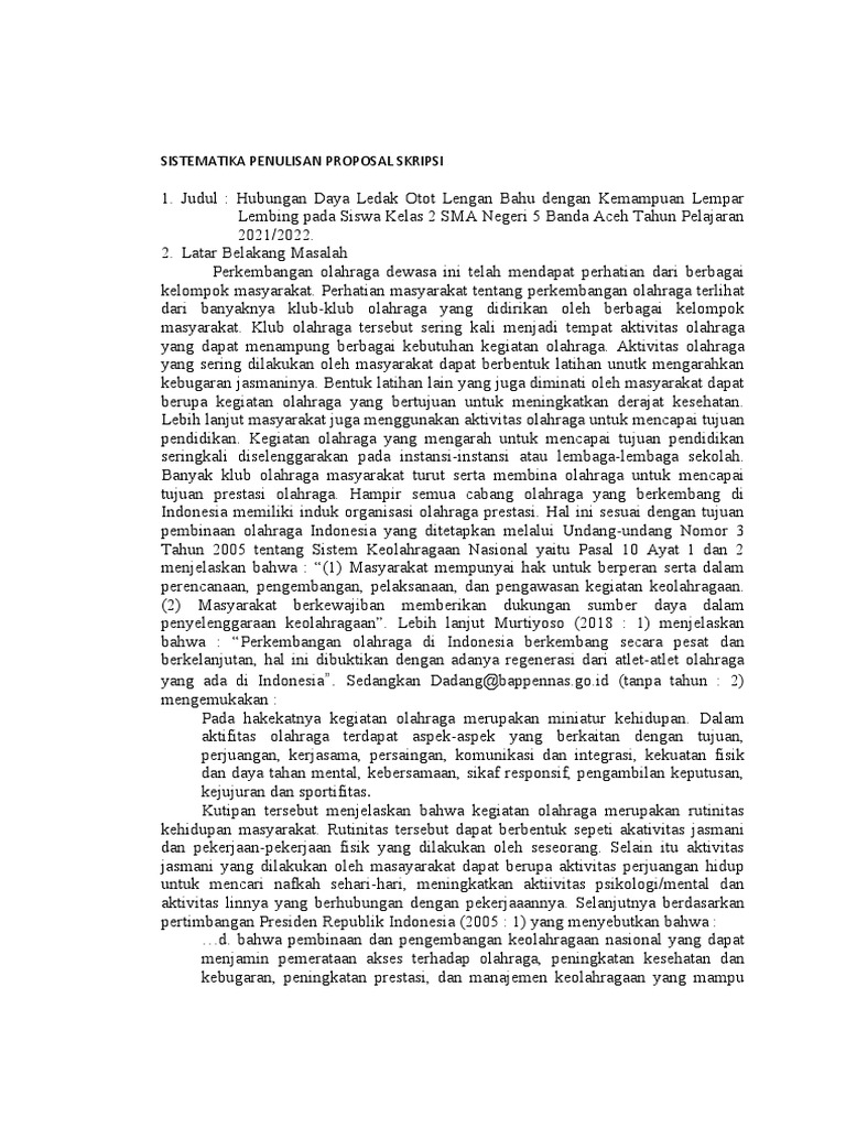 Proposal Skripsi Lempar Lembing | PDF | Karier & Perkembangan | Sains ...