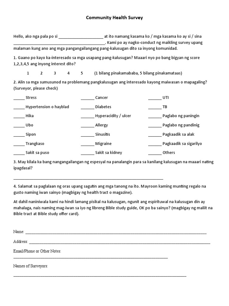 Community Health Survey | PDF