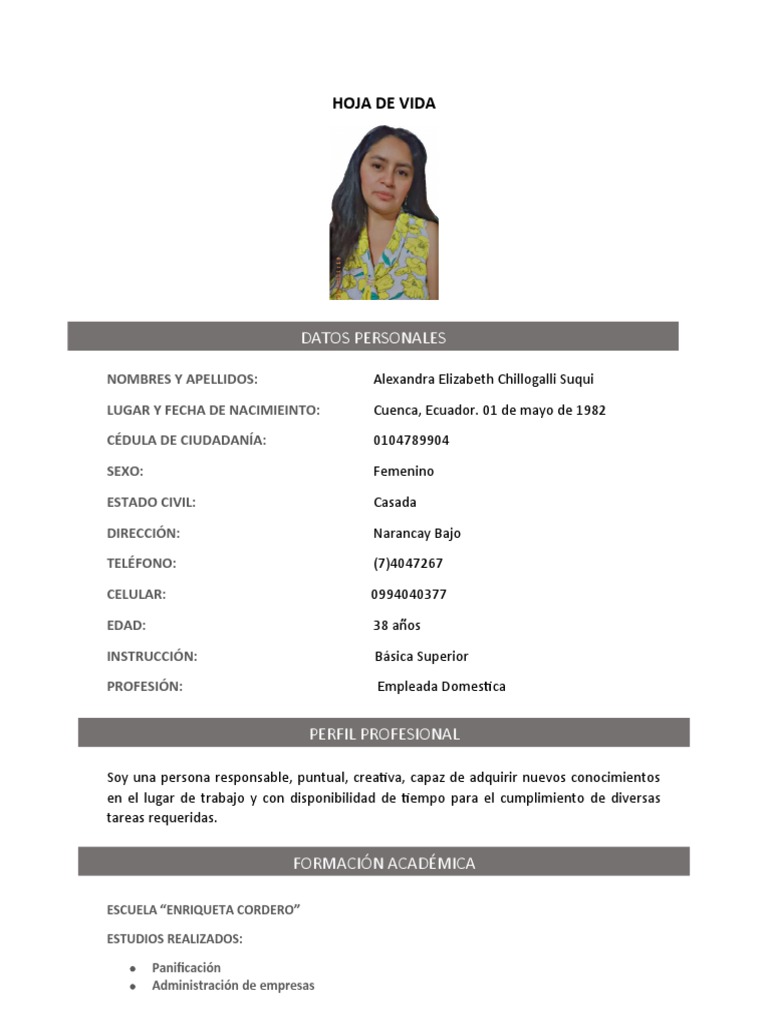 Curriculum Vitae de Tia | PDF