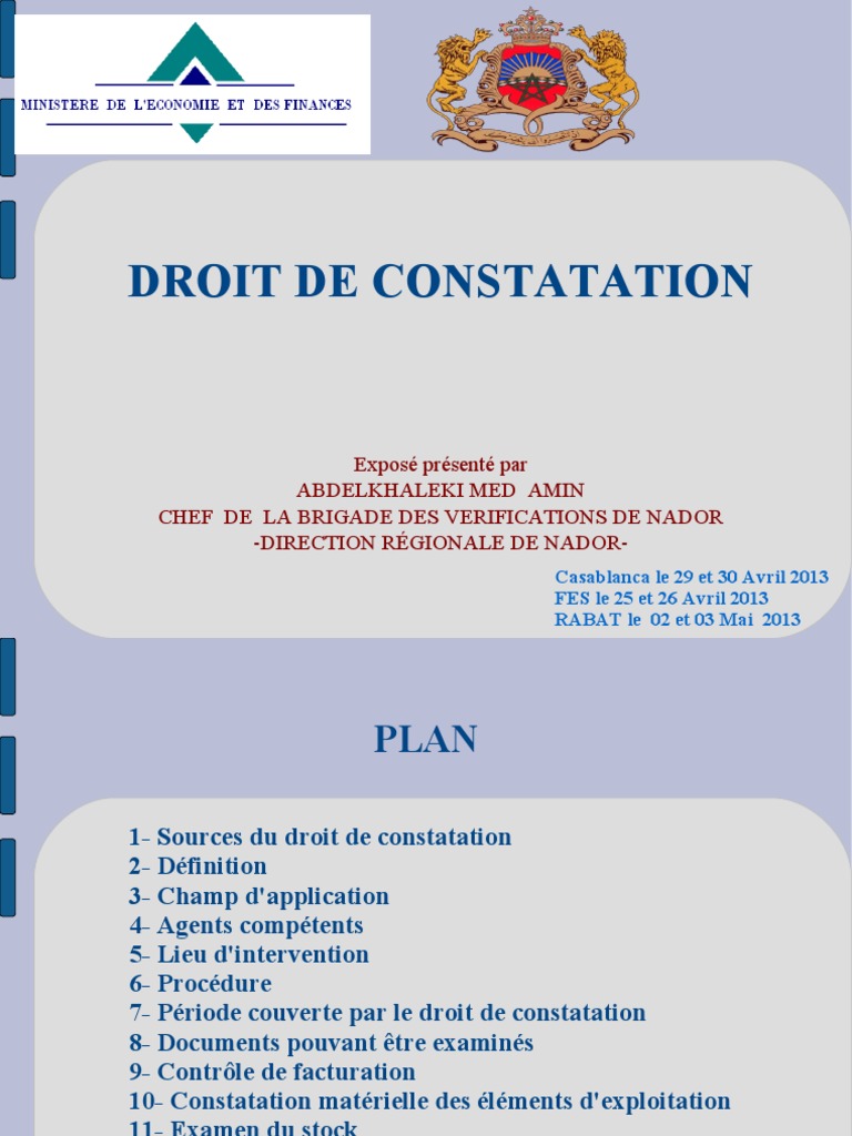 Droit de Constatation : Définition et Procédure | PDF | Facture | Impôts