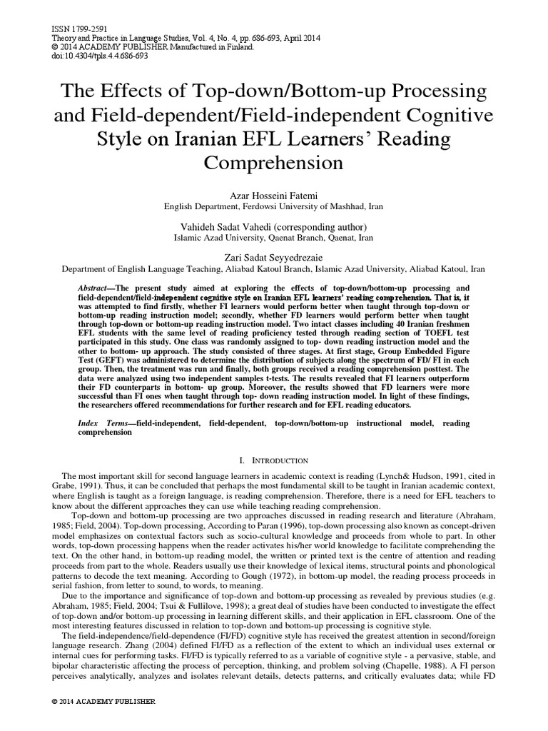 Botoom Up Top Down Processing | Download Free PDF | Reading ...