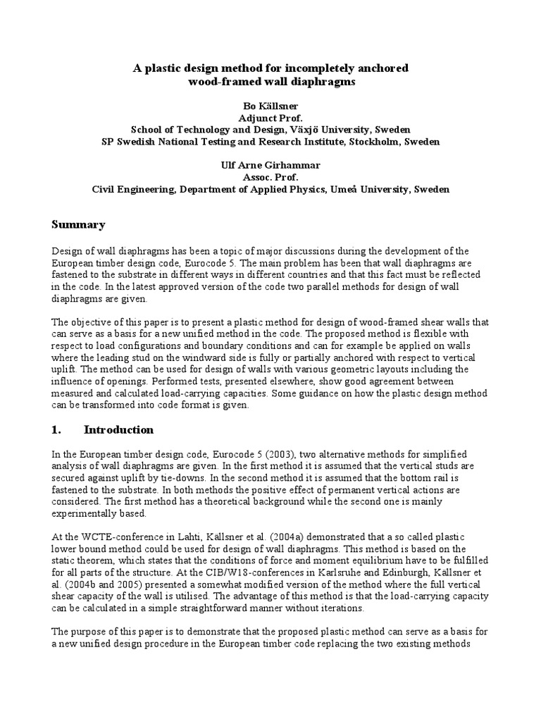 Kallsner (2006) - A Plastic Design Method For Incompletely Anchored ...