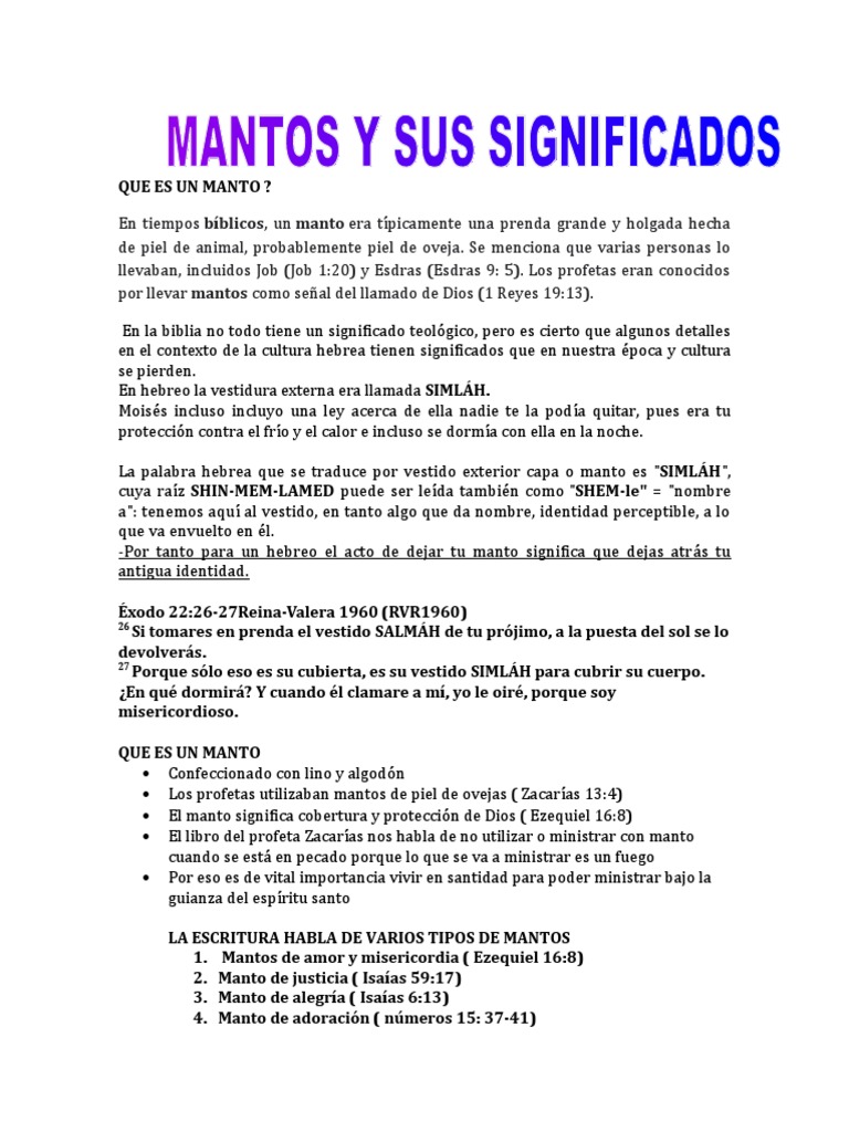 Significado y Tipos de Mantos en la Biblia | PDF | Jesús | Libro de trabajo