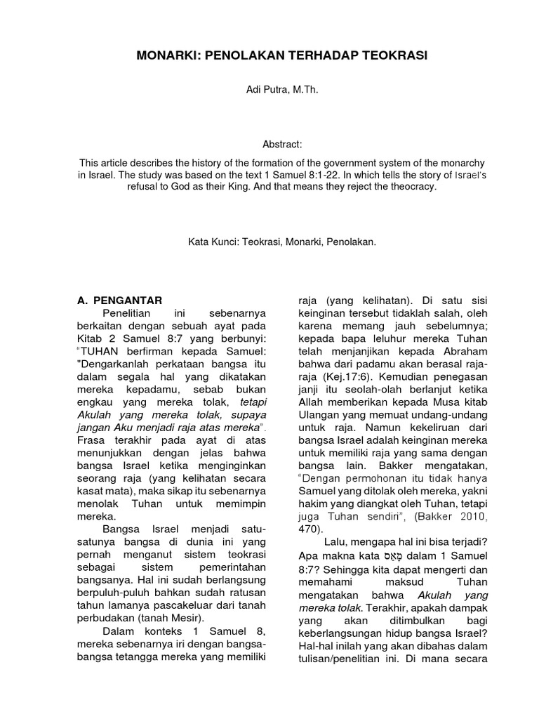 Penolakan Teokrasi Israel | PDF