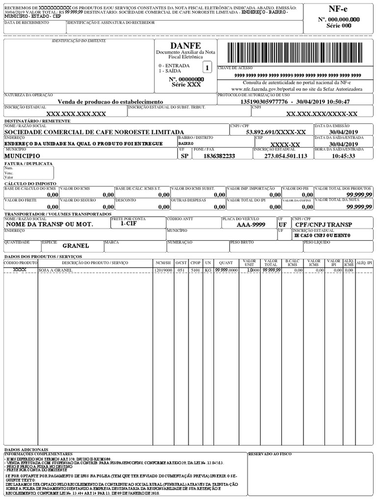 Modelo Nota Fiscal Produtor | PDF | Recibo | Economia de negócios