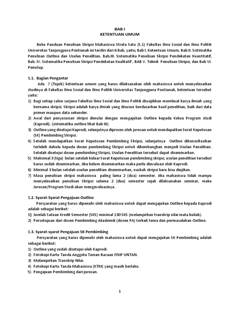 Panduan Skripsi FISIP UNTAN | PDF
