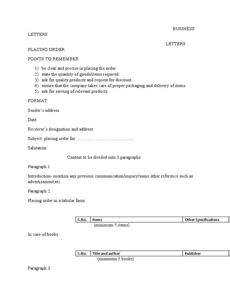 Letters Placing Order | PDF | Payments