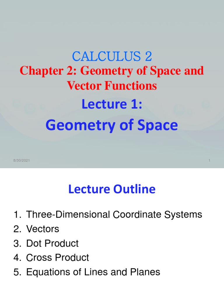 L21-Vectors - Dot and Cross Products | PDF | Cartesian Coordinate ...