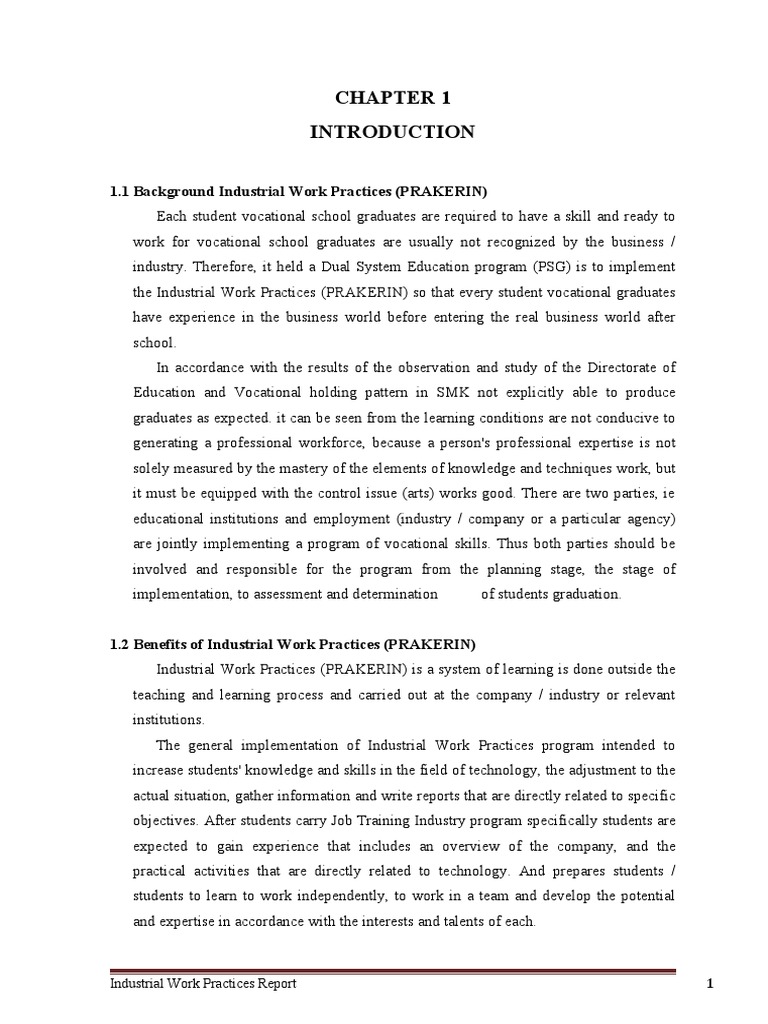 1.1 Background Industrial Work Practices (PRAKERIN) | PDF | Vocational ...