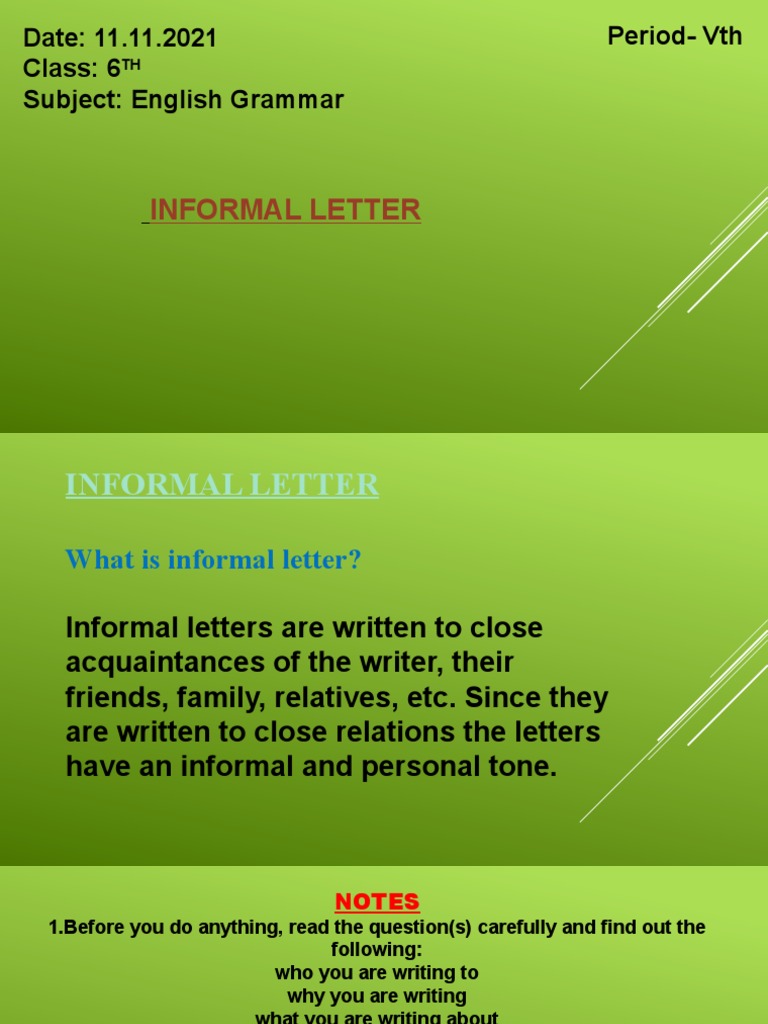 Writing Skill - Informal Letter | PDF | Question | Linguistics
