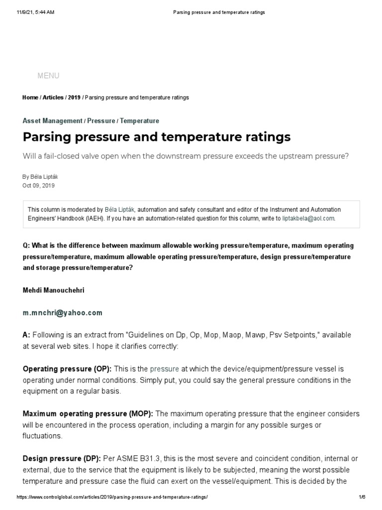 Parsing Pressure and Temperature Ratings | PDF | Valve | Gas Technologies