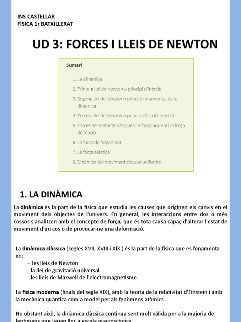 Unitat 3 Forces I Lleis de Newton | PDF