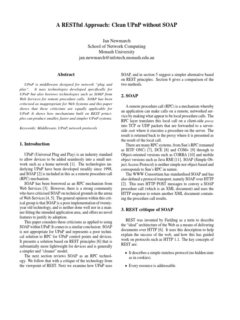 A Restful Approach: Clean Upnp Without Soap | PDF | Soap | Hypertext Transfer Protocol