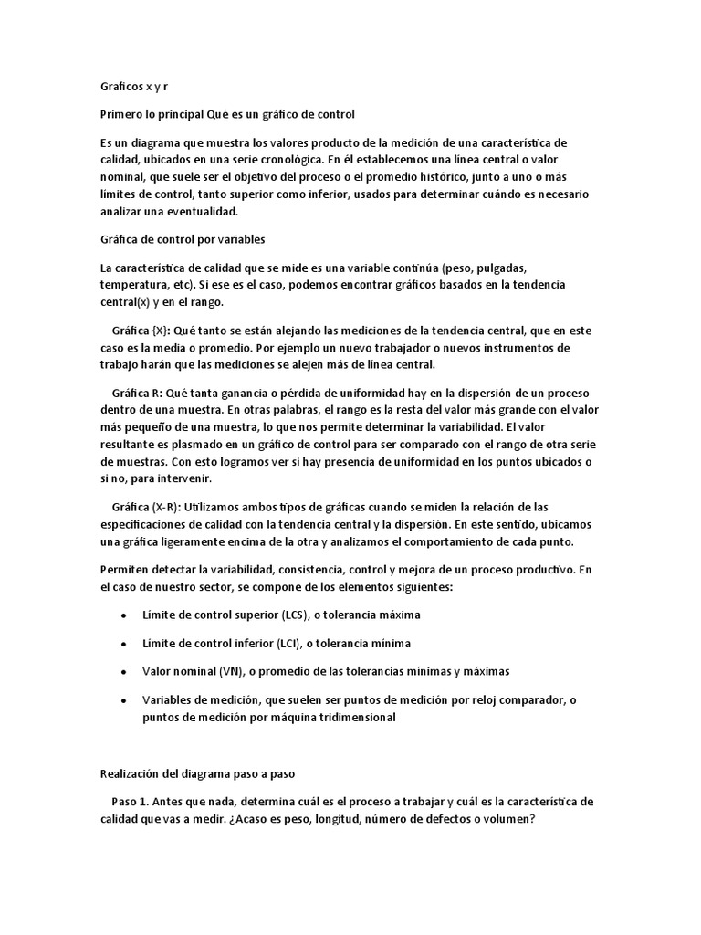 Graficos X y R | PDF | Desviación Estándar | Medición
