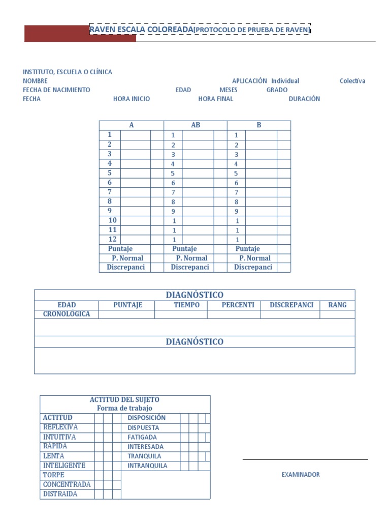 Raven Escala Coloreada | PDF | Especialidades Medicas | Enfermedades y ...