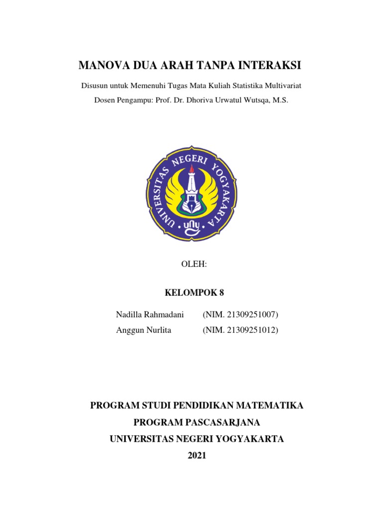 Manova Dua Arah Tanpa Interaksi Kel 8 | PDF