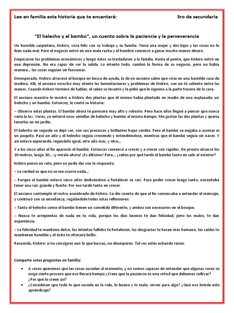 LECTURA 3RO AÑO SECUNDARIA | PDF | Felicidad