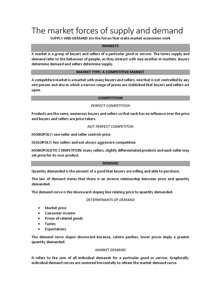 Market Forces of Supply and Demand | PDF | Supply And Demand | Supply ...
