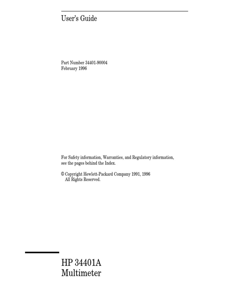 HP 34401A Multimeter: User's Guide | PDF | Menu (Computing ...