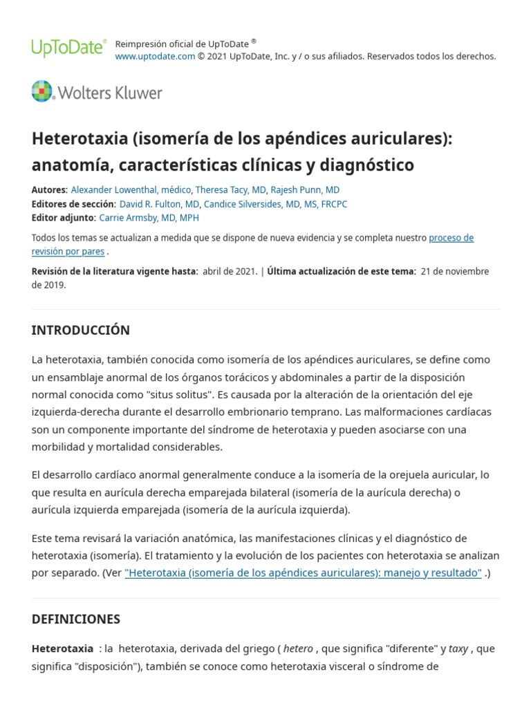 Heterotaxy (Isomerism of The Atrial Appendages) - Anatomy, Clinical ...