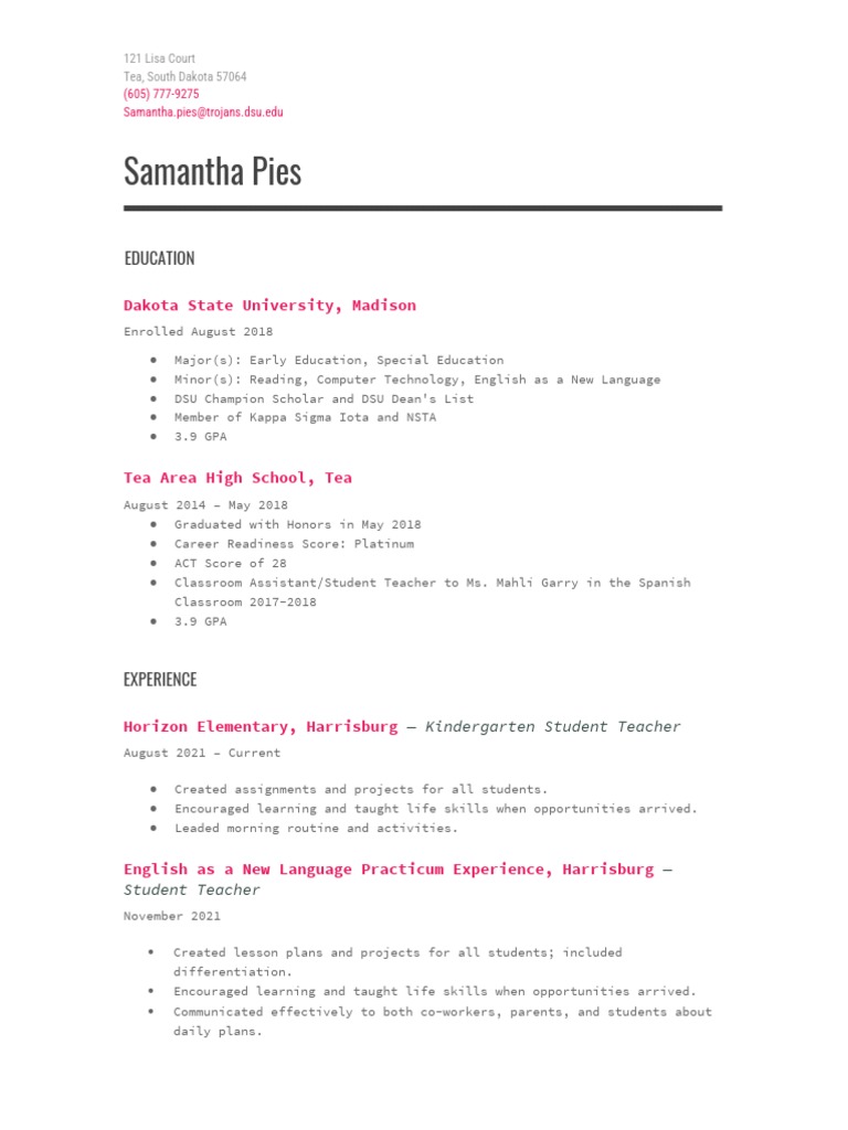 Pies Resume 2021 - Updated 11-29-21 | PDF | Teachers | Education Theory
