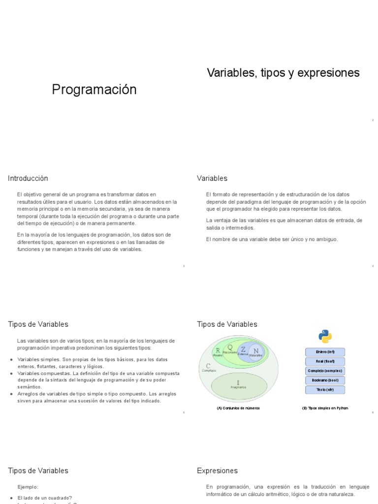 Variables Expresiones | PDF | Lenguaje de programación | Variable (informática)