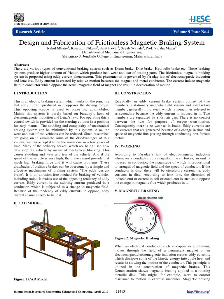 .Design and Fabrication of Frictionless Magnetic Braking System | PDF ...