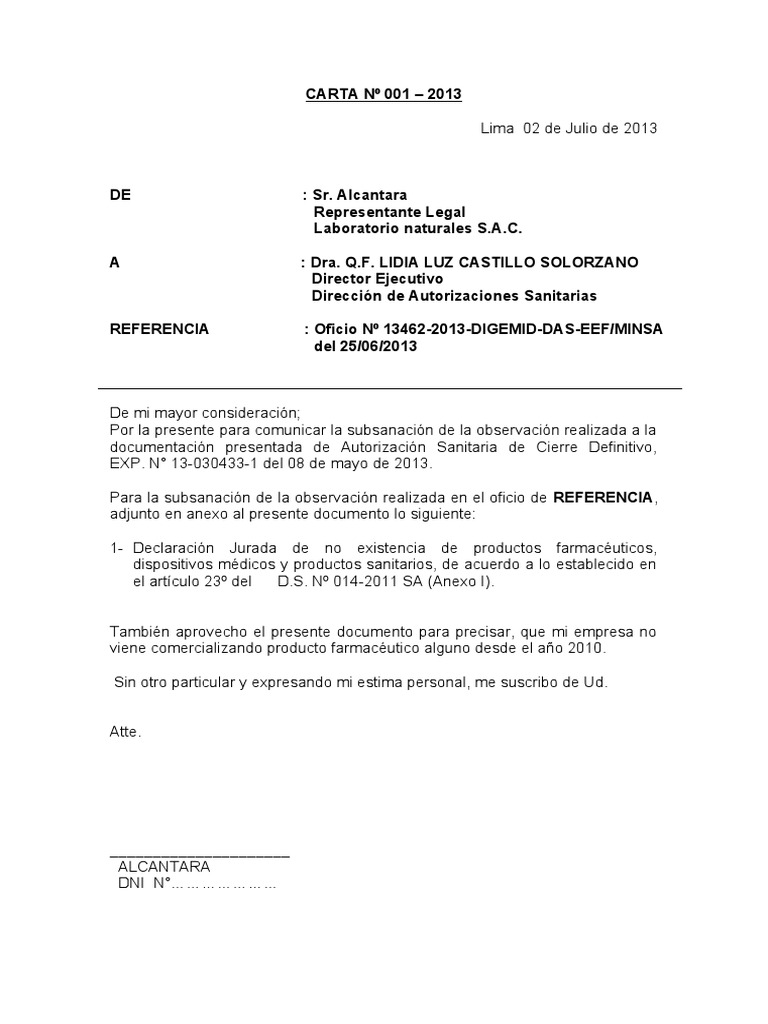 Carta #001 2013 | PDF