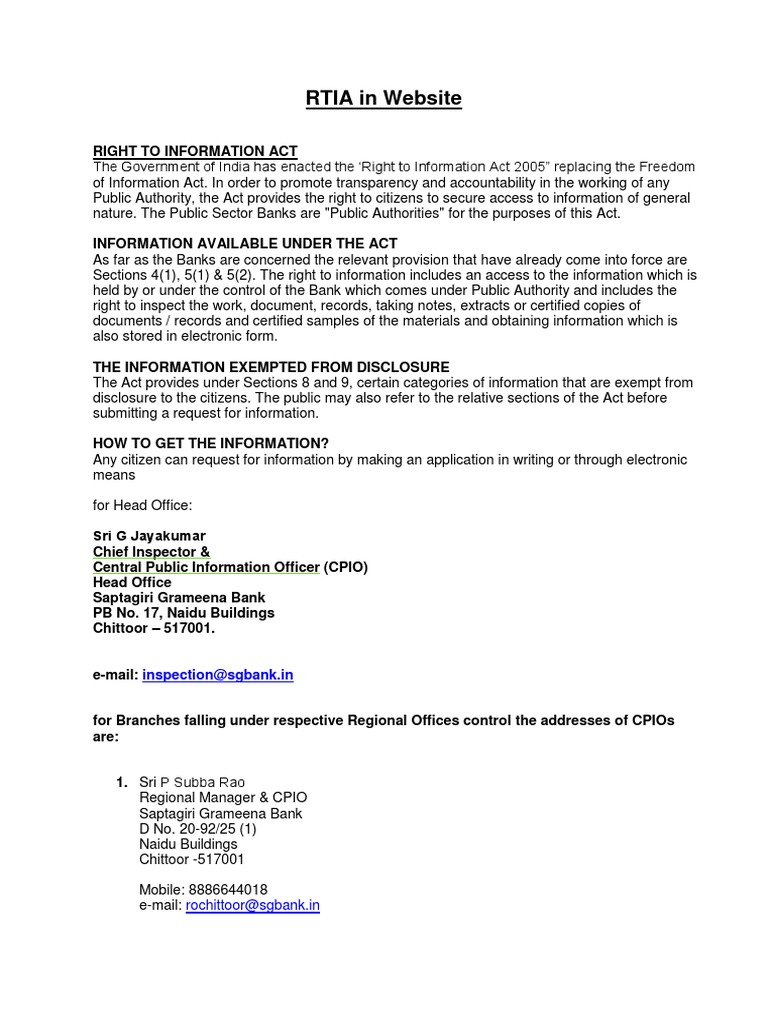 Rti Saptagiri | PDF | Freedom Of Information Laws By Country | Interest