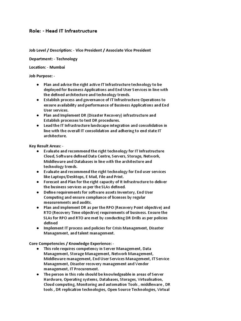 JD-Head IT Infrastructure | PDF | Disaster Recovery | Cloud Computing