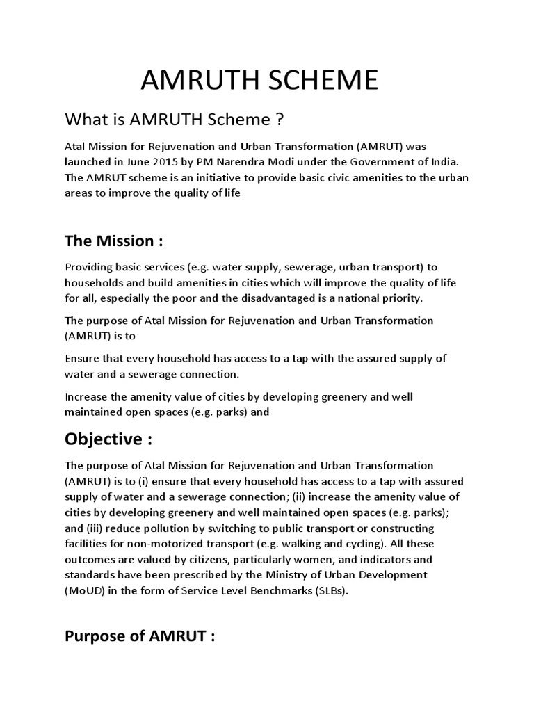 Amruth Scheme | PDF | Urbanization | Water And Politics