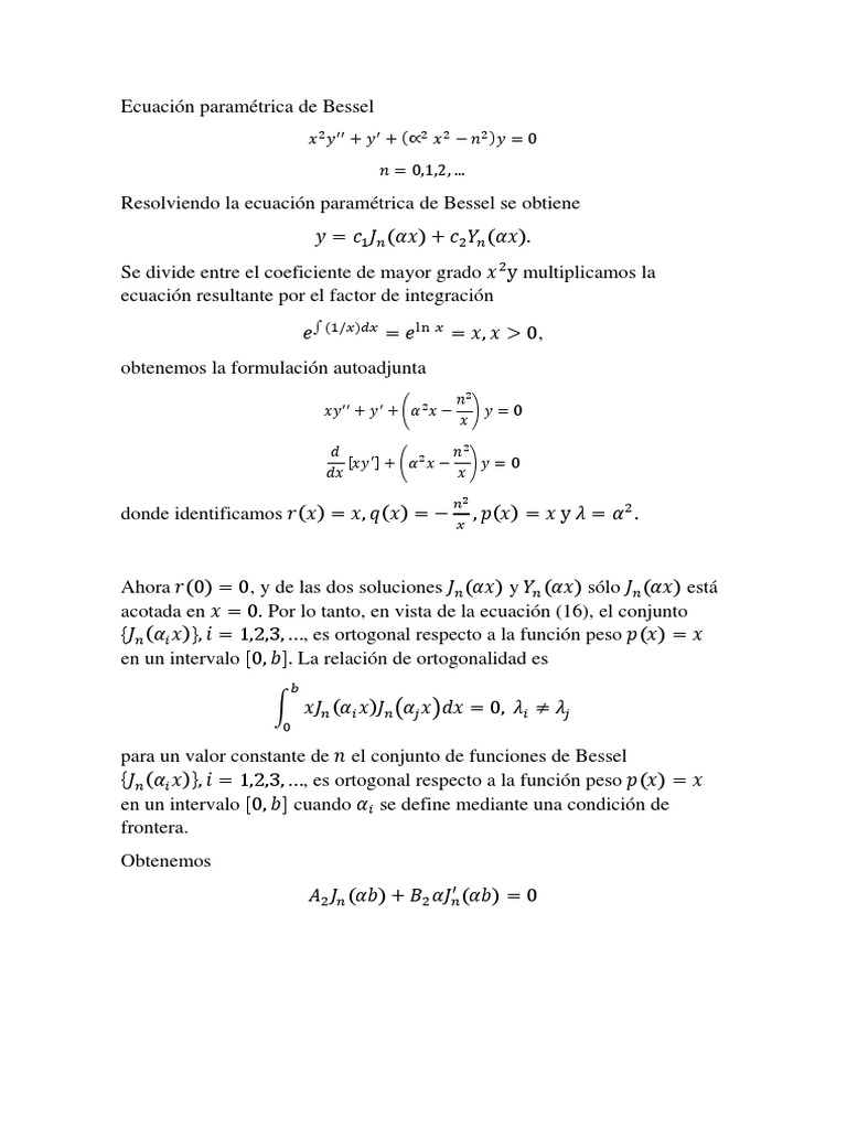 Ecuación Paramétrica de Bessel | PDF
