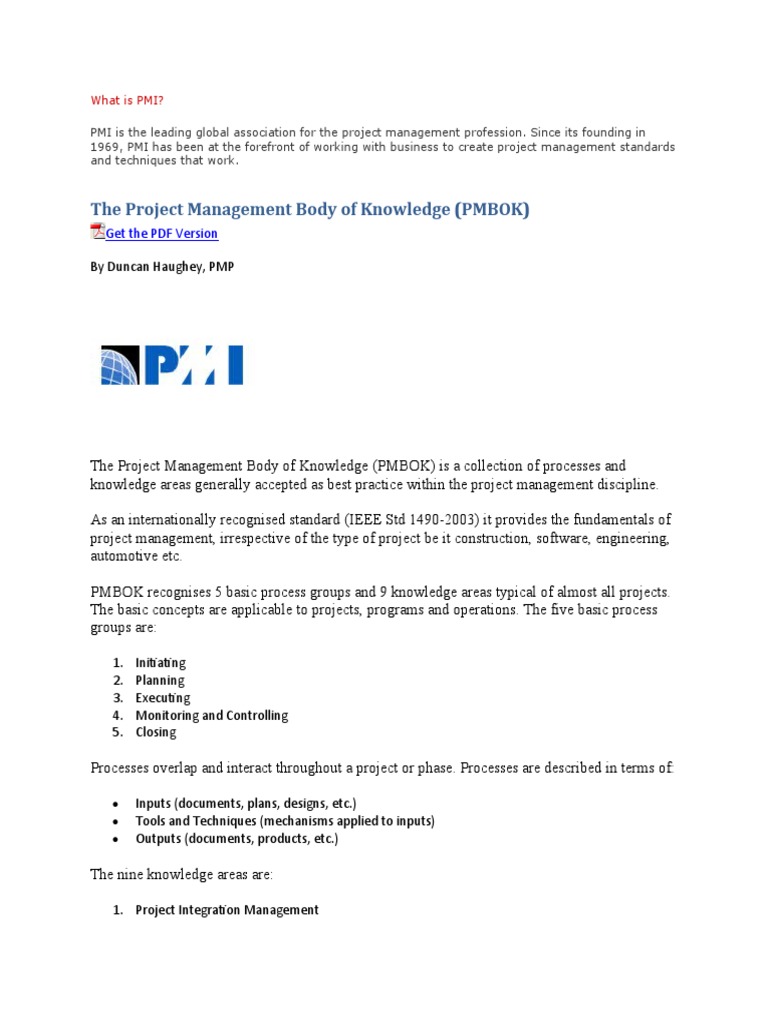 The Project Management Body of Knowledge (PMBOK) : Get The PDF Version ...