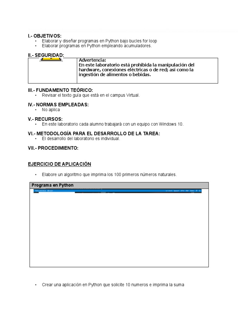 Programas Python: Bucles y Acumuladores | PDF | Python (lenguaje de ...