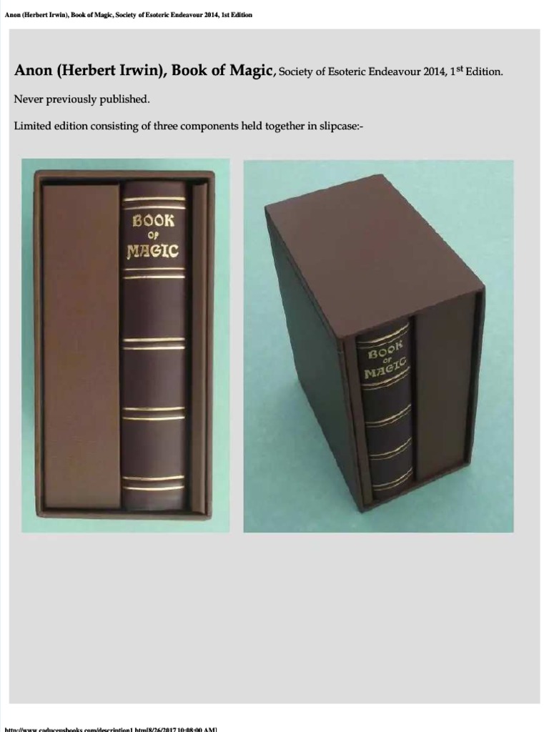 Anon (Herbert Irwin), Book of Magic Anon (Herbert Irwin), Book of Magic ...