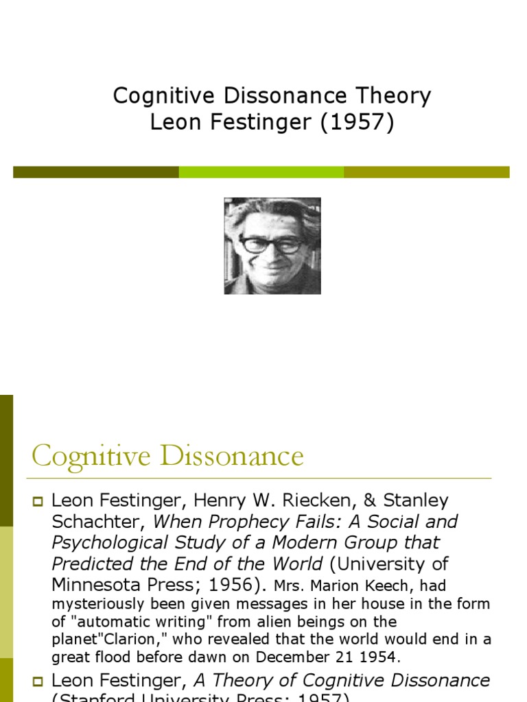 Cognitive Dissonance Theory Leon Festinger (1957) | PDF | Psychological ...