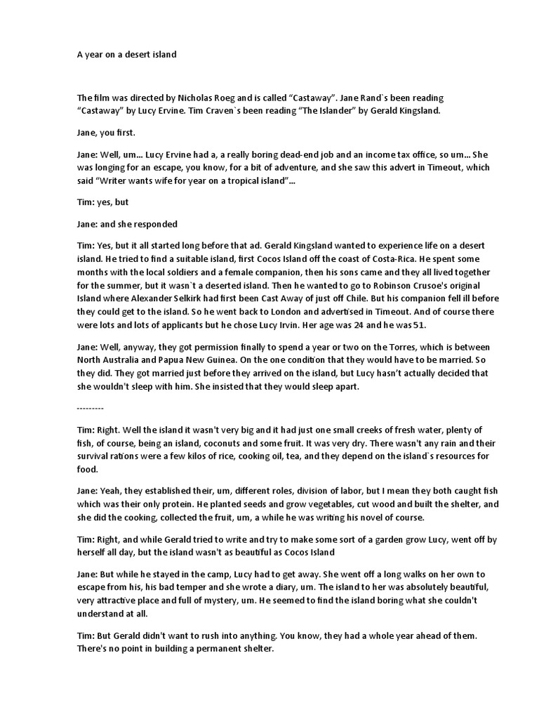 "Castaway: A Year on a Desert Island" | PDF | Art